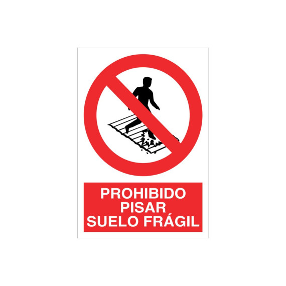 Prohibited Sign Step Fragile Floor (Text and Pictogram) Cofan