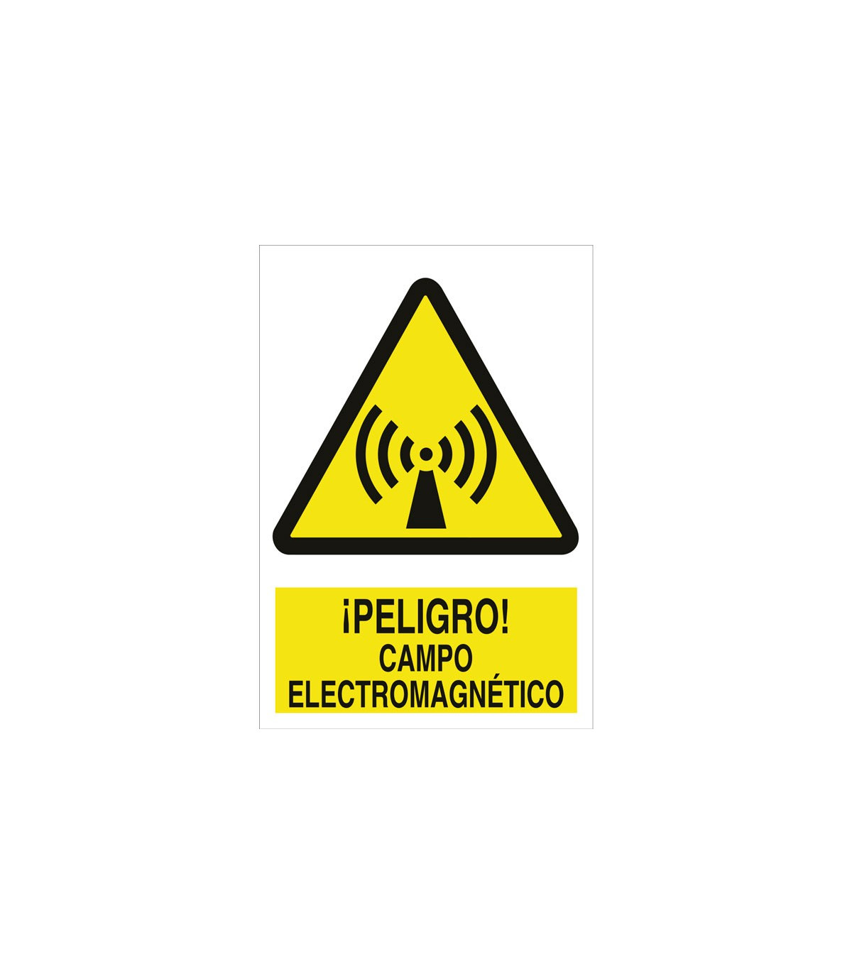 Señal de advertencia ¡Peligro! campo electromagnético (texto y ...