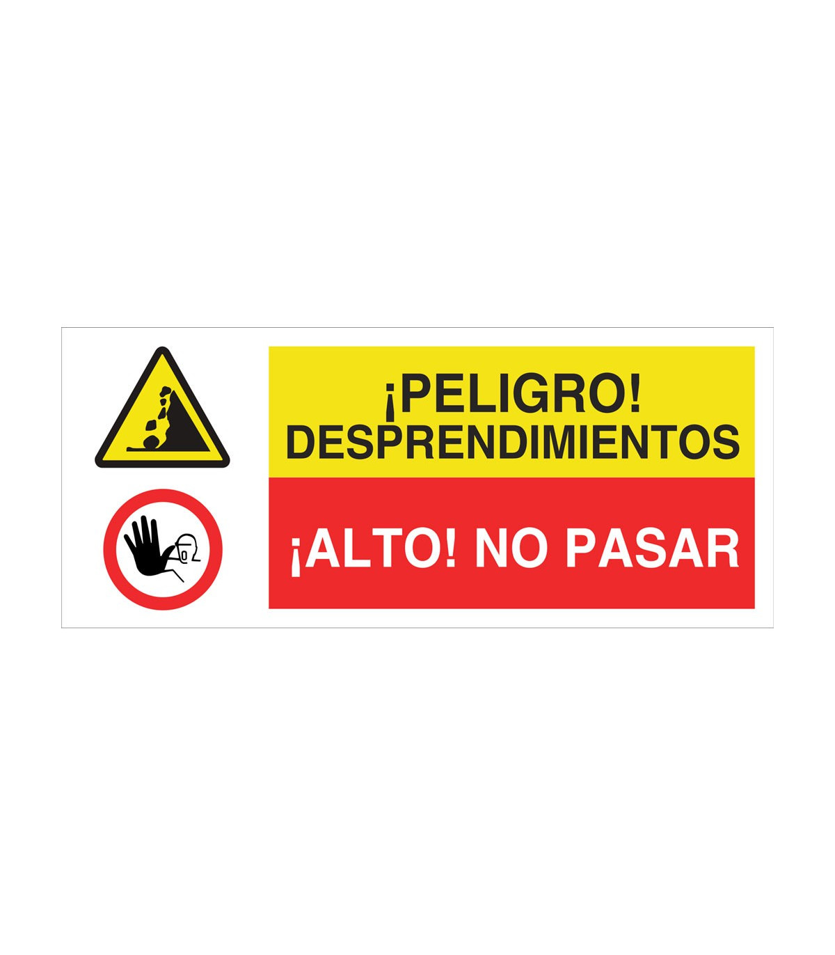 Combined sign DANGER High detachments Do not pass Cofan