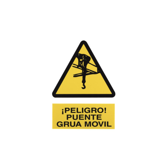 Señalización De Advertencia De Pictograma Y Texto Peligro Puente Grúa