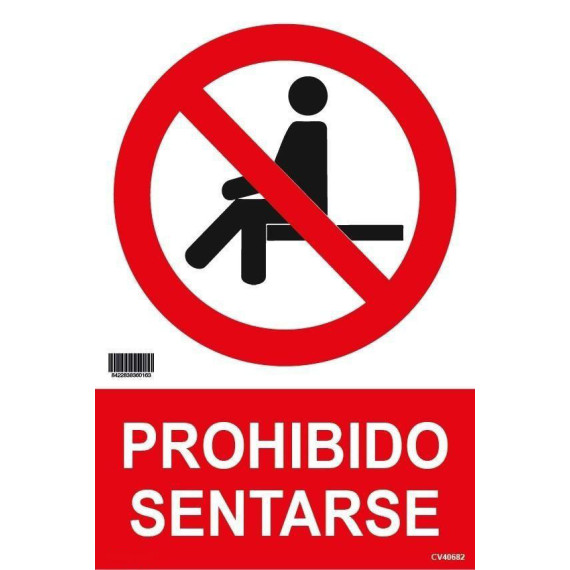 ADHESIVO "PROHIBIDO SENTARSE" 200X300 mm CV40682, comprar online
