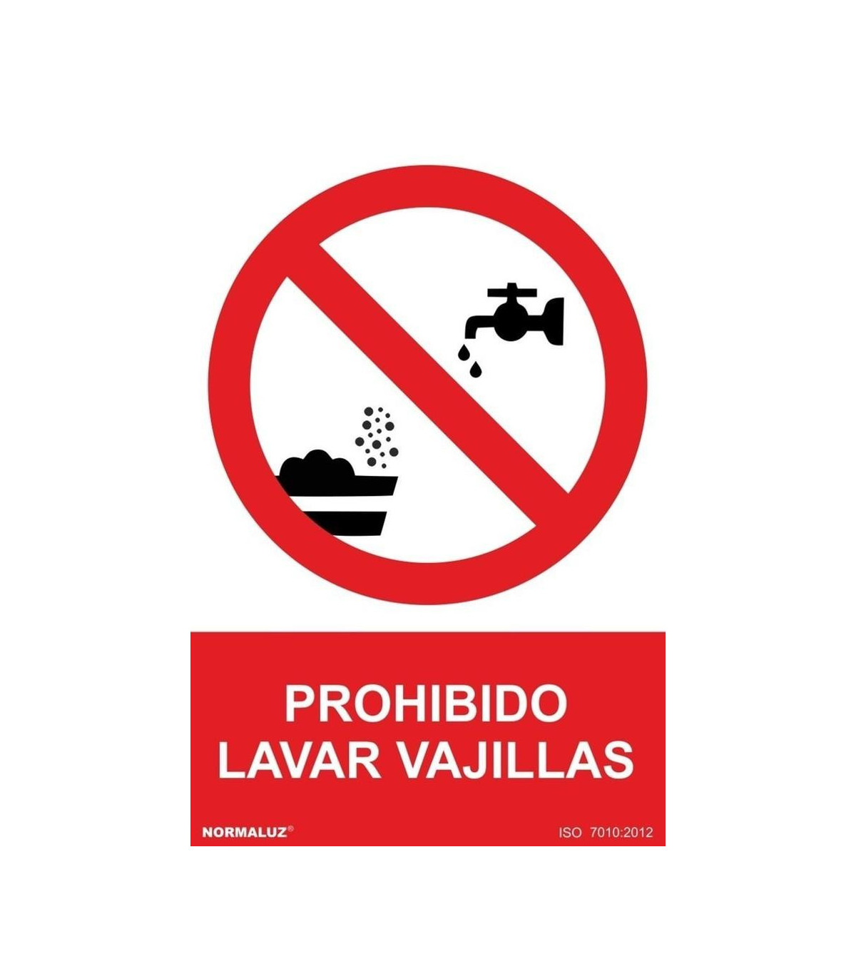 Prohibited signal washing tableware with (text and pictogram) with UV ...