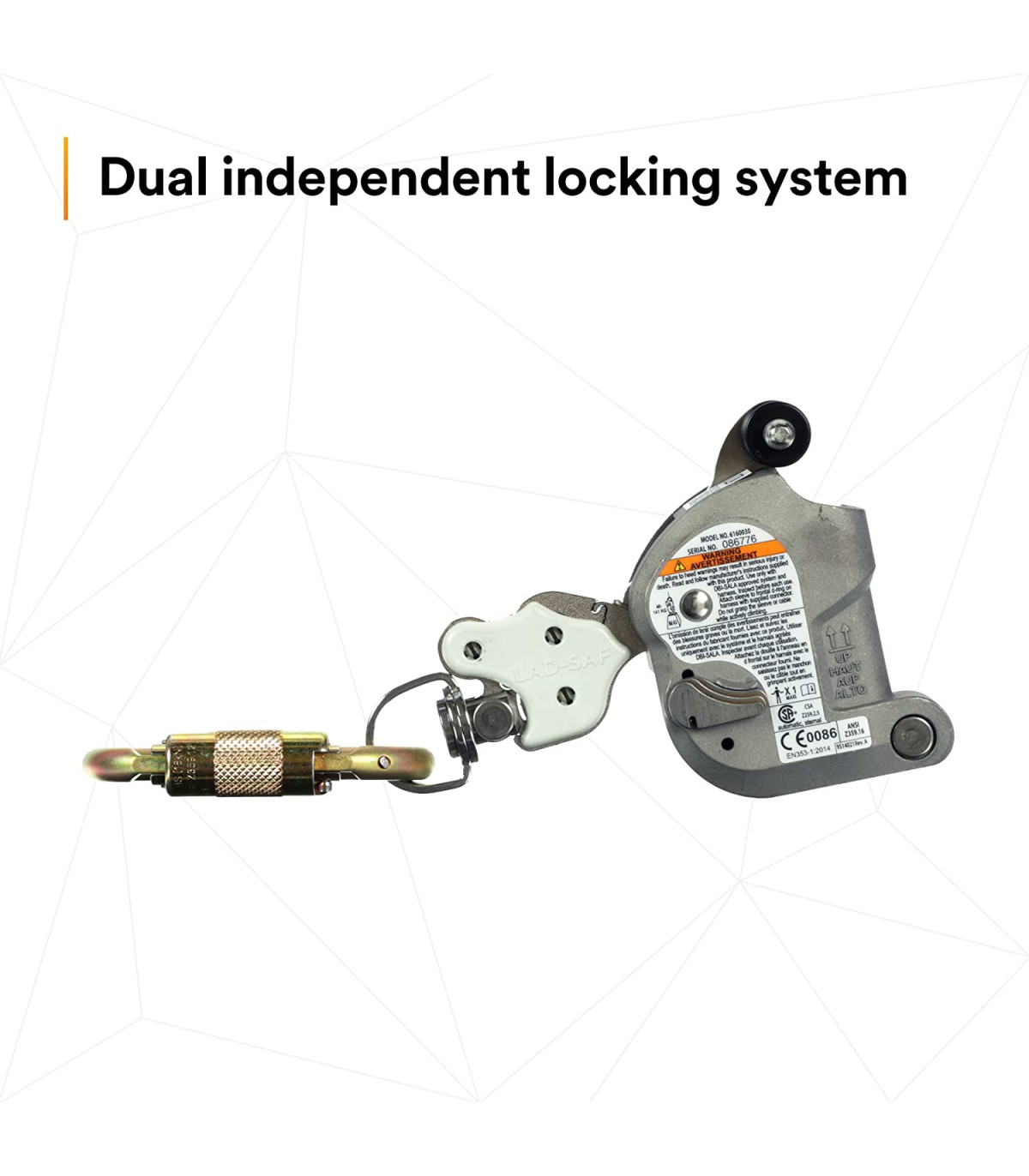 3M™ DBI-SALA® Lad-Saf™ X2 Freno anticaídas runner con mosquetón acero ...